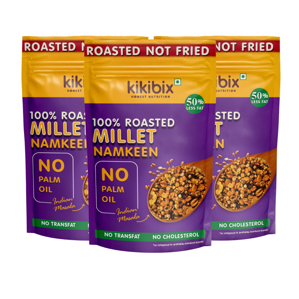 100% Roasted Millet Namkeen - Pack of 3 x 100 gms – Kikibix